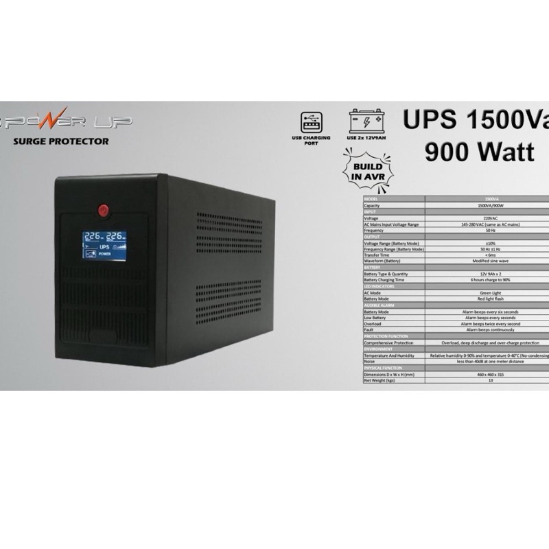 Jual Ups 3Power up Power Up 1500Va 1500 Va 900watt layar display + Cooling Fan | Shopee Indonesia