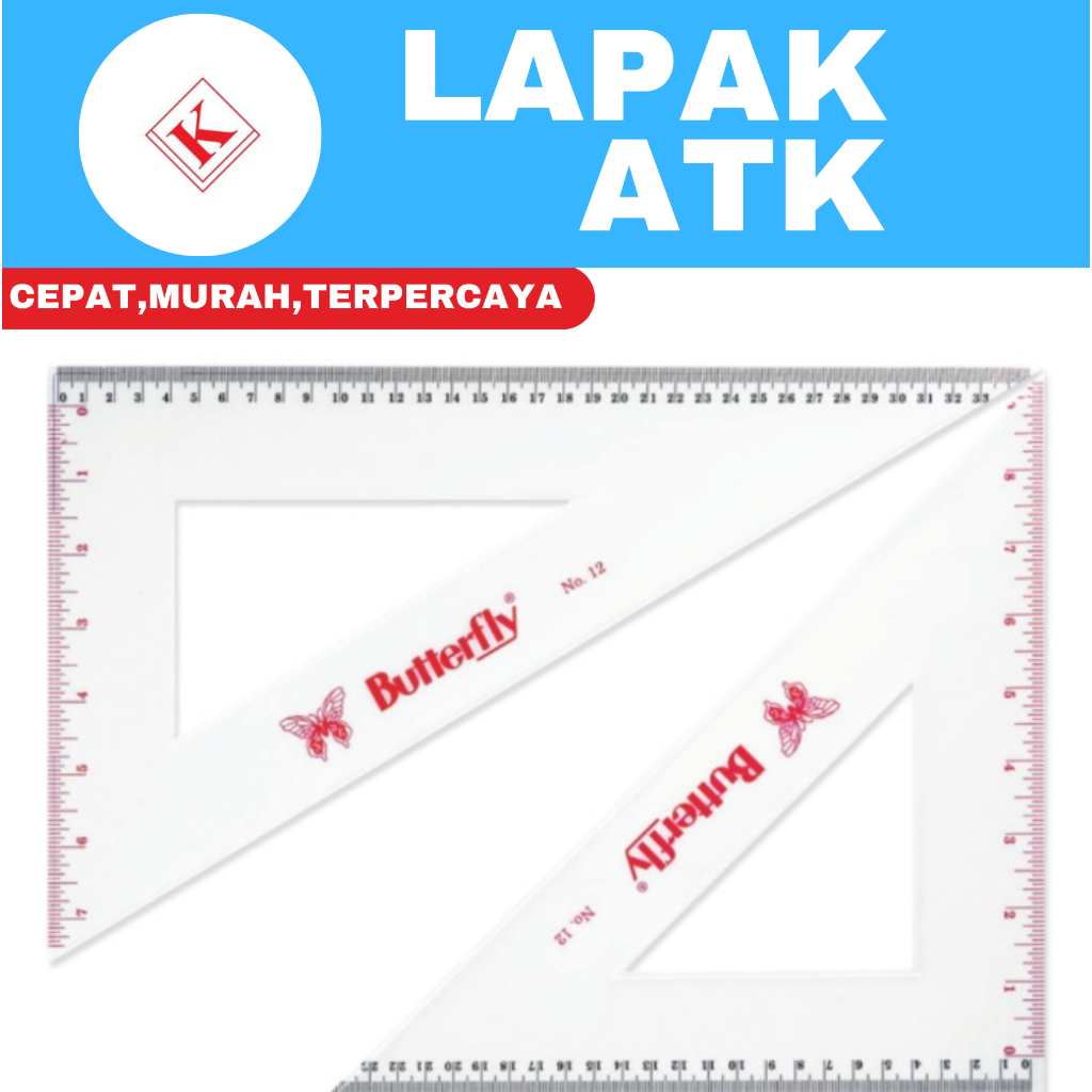 Jual Set Penggaris Segitiga Butterfly No. 12 / BT - No. 12 ++LT3 ...