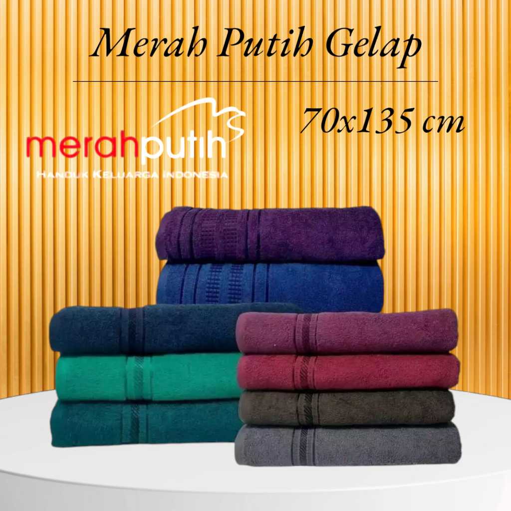 Jual Handuk Mandi Merah Putih Warna Gelap 70x135cm | Shopee Indonesia