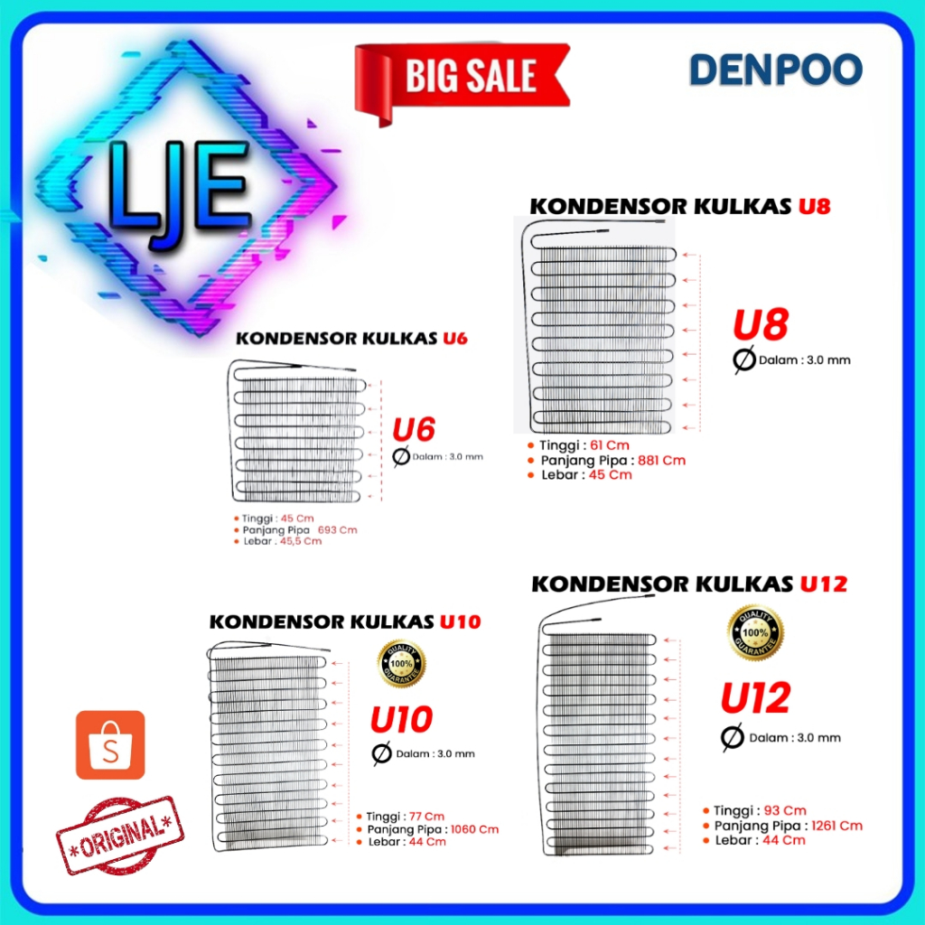 Jual KONDENDOR KULKAS (10 PCS) - CONDENSOR KULKAS SHOWCASE FREEZER - KONDENSOR U6 U8 U10 U12 ...