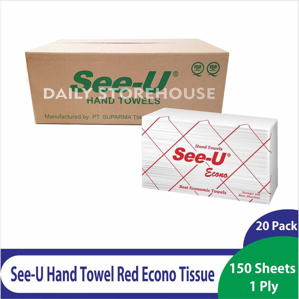 Jual 1 Dus Tissue See-U Hand Towel Red Econo Tissue Paper Putih Tissue ...