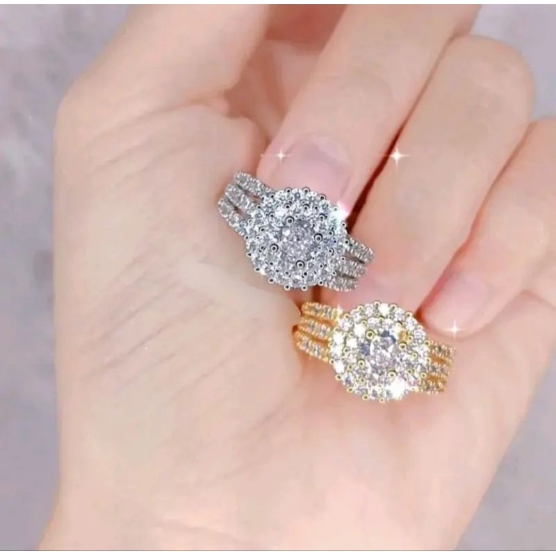 Jual Cincin Titanium full Permata Gold Silver Perhiasan Wanita Terbaru ...