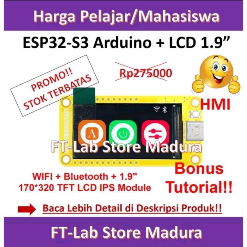 Jual ESP32-S3 Arduino LCD 1.9 | Shopee Indonesia