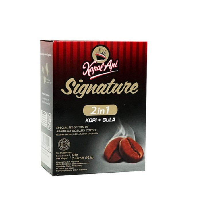 Jual Kapal Api Signature 2in1 Kopi + Gula Isi 5 Sachet @25gram | Shopee ...