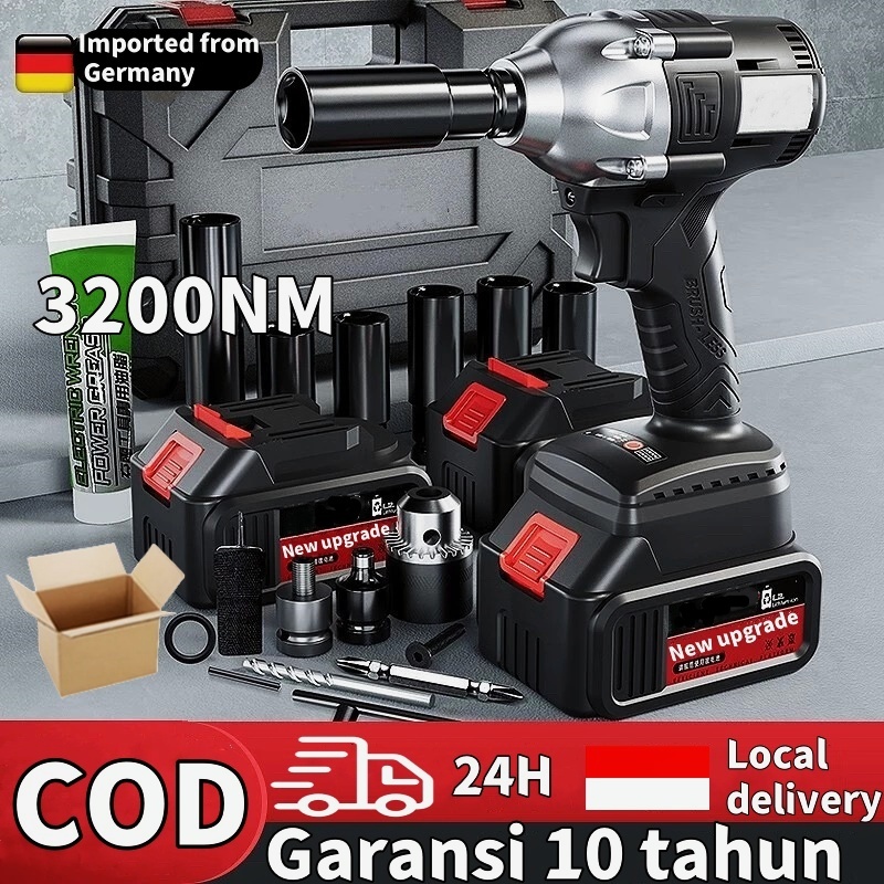 Jual DISKOOM Official Impact Wrench Cordless Baterai Brushless - 3200NM ...