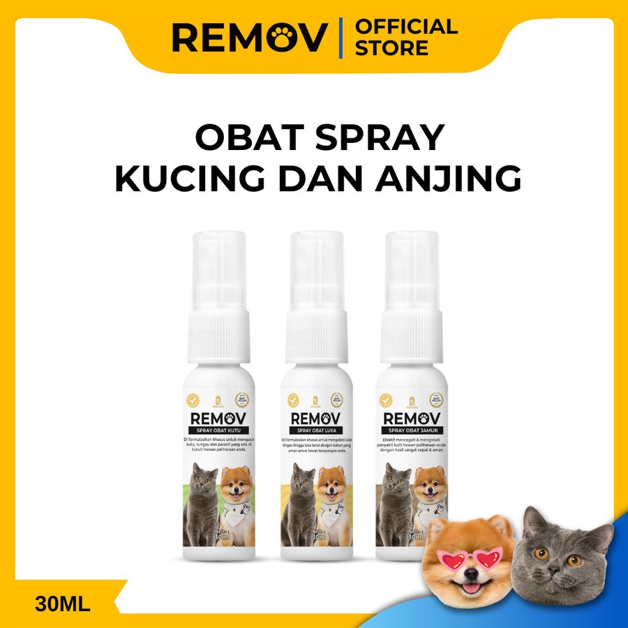 Jual Remov Spray Obat Jamur Kutu Dan Luka Untuk Kucing Anjing | Shopee ...