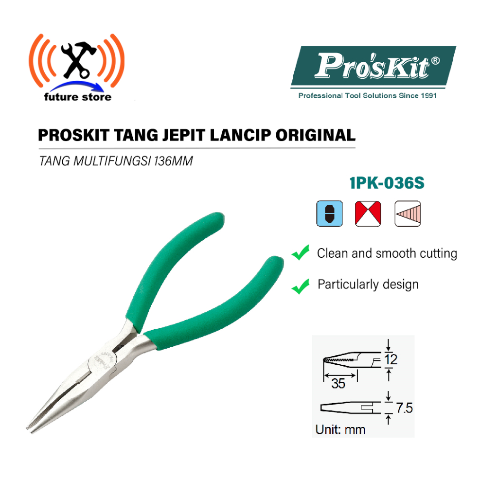 Jual PROSKIT 1PK-036S Tang Jepit - Long Nose Plier 136mm Lancip - Tang ...