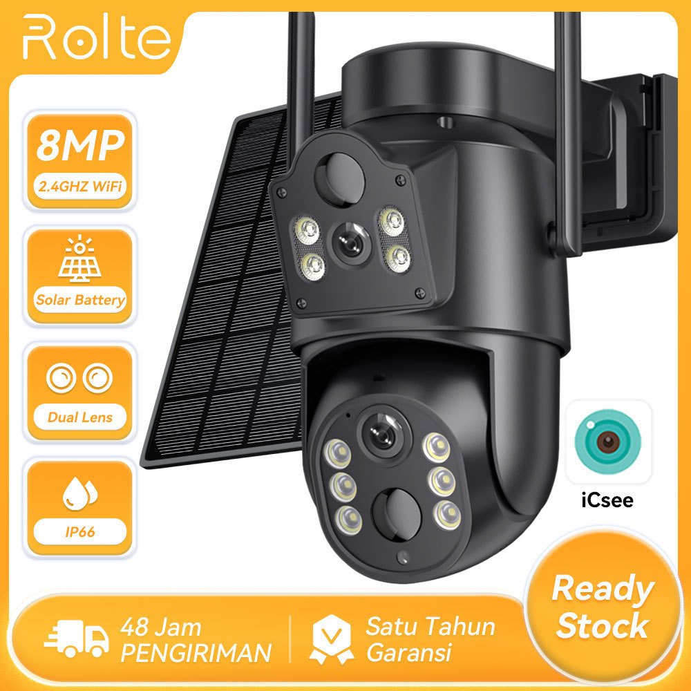 Jual Rolte Outdoor Kamera Tenaga Surya WIFI Kamera Dual Lens PTZ Audio ...
