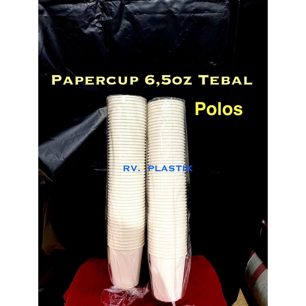 Jual ( 1 DUS ) PAPERCUP TEBAL 6.5OZ POLOS/PAPERCUP OKEY 6.5OZ POLOS | Shopee Indonesia