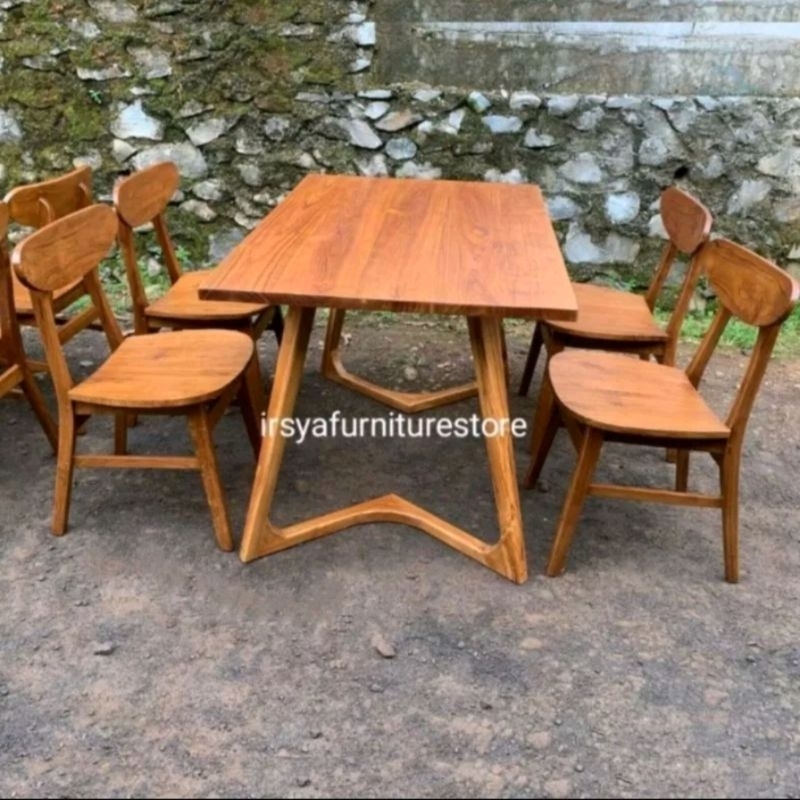 Jual Meja Makan Kayu Jati 4 Kursi | Shopee Indonesia