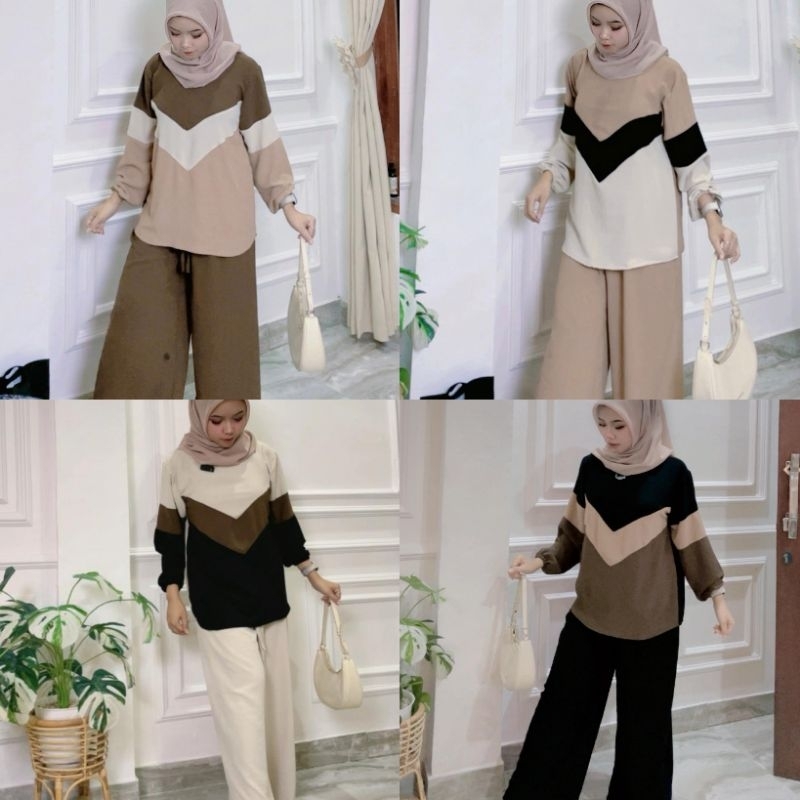 Jual Paket Isi 2 One Set Vey Setelan Wanita Crinkle Airflow Kombinasi ...