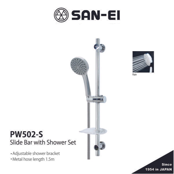 Jual San-Ei Slide Bar - Railing Bar with hand shower set PW502-S Tiang Shower Set | Shopee Indonesia