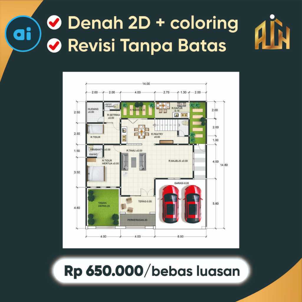 Jual Jasa Desain Denah + Coloring (warna) Denah Tampak Potongan ...