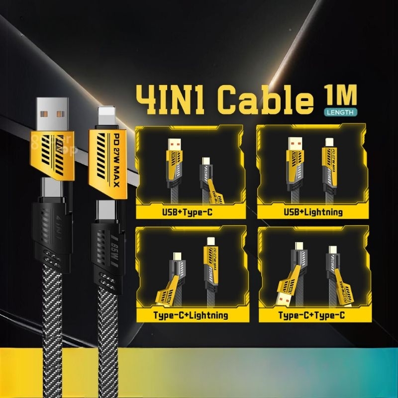 Jual KABEL DATA 4IN1 65W FAST CHARGING 6A CHARGER 4 IN 1 TYPE C USB IOS ...