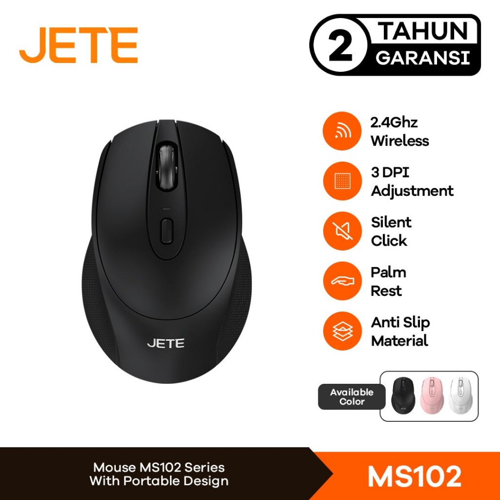 Jual JETE MS102 Mouse Silent Wireless with 3 Level DPI Ergonomis Design ...