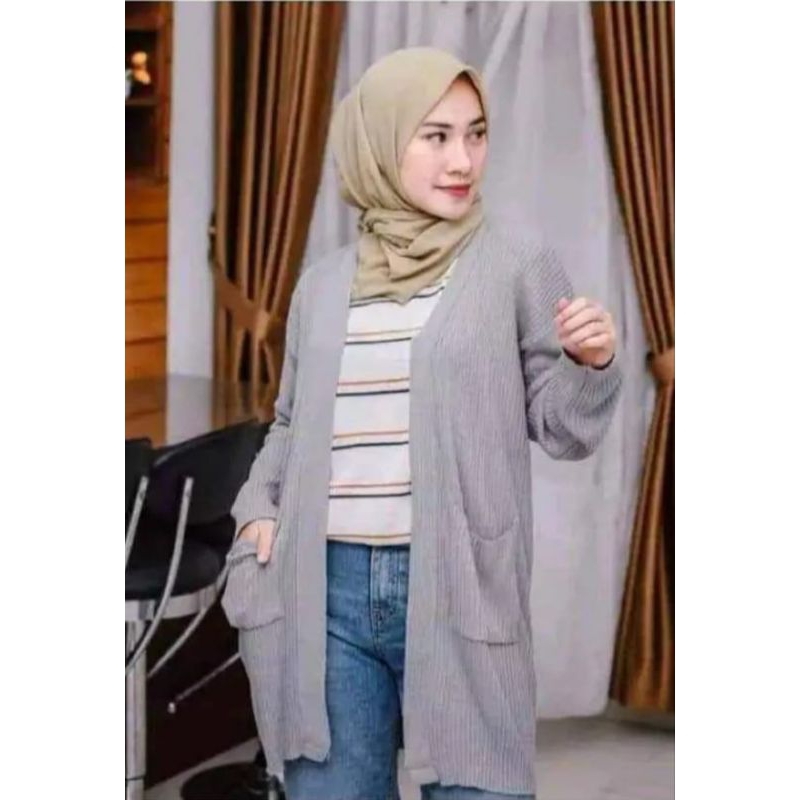 Jual cardigan rajut wanita / outer rajut wanita long belle | Shopee Indonesia