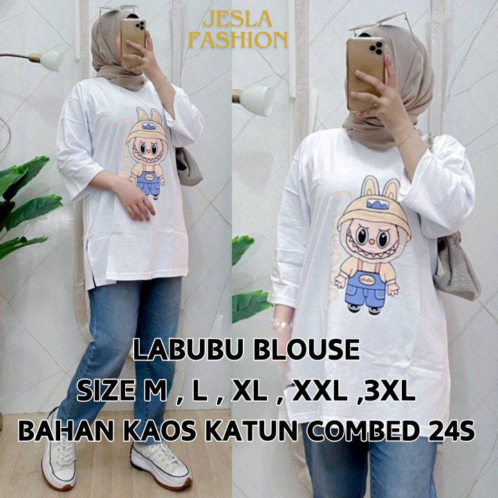 Jual Baju Atasan Wanita Terbaru Labubu Blouse Bahan Kaos Katun Combed ...