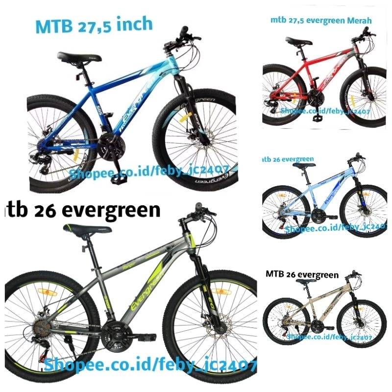 Jual Sepeda Gunung Mtb Evergreen 530 26 dan 575 27,5 inch Ranger 7speed ...