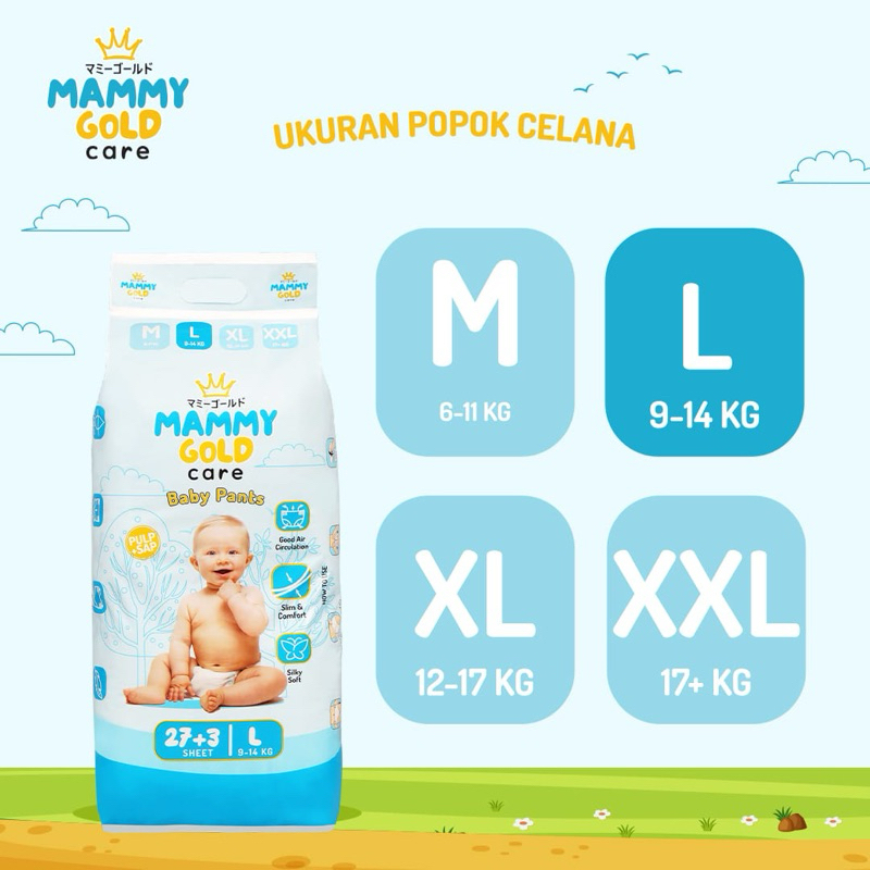 Jual Mammy Gold Care L 30 Pampers Celana Bayi -Popok sekali pakai ...