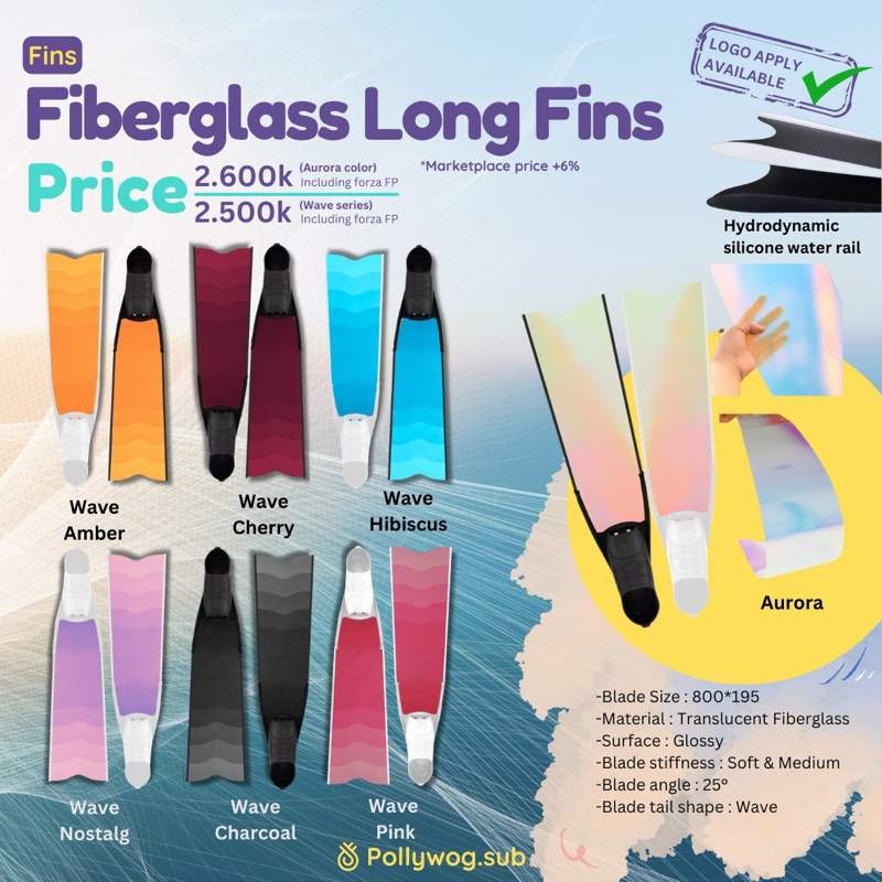 Jual Freediving long fins translucent fiberglass | Shopee Indonesia