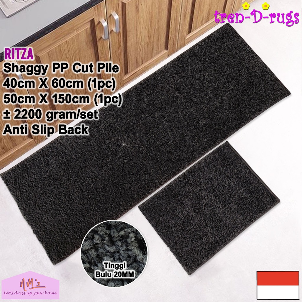 Jual Tren-D-rugs Keset kaki shaggy polos aesthetic modern 2pcs 50 cm x ...