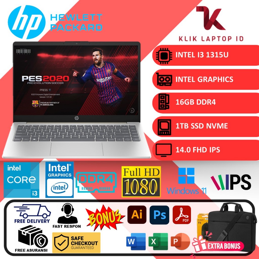 Jual New Laptop HP 14 Intel i3 1315U Ram 16gb 512gb SSD 14 FHD IPS ...
