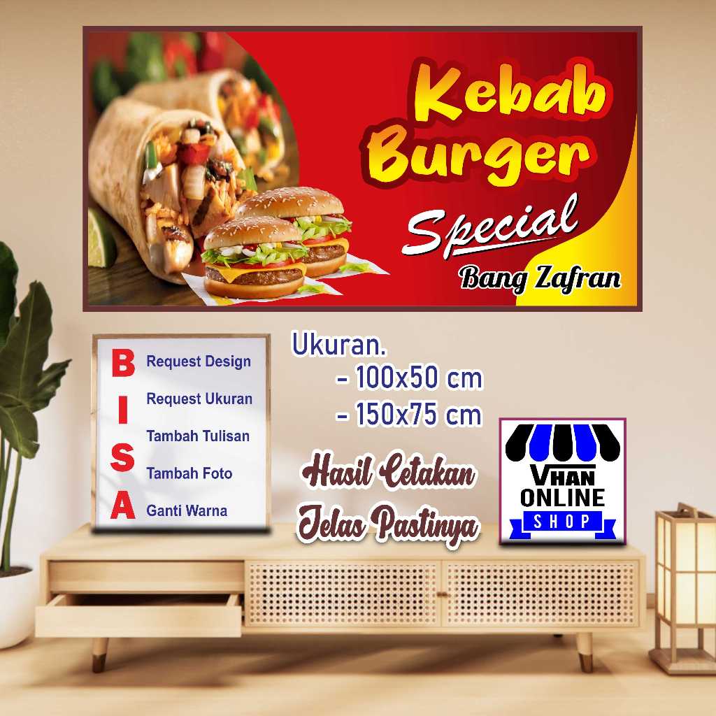 Jual Cetak Spanduk Banner Jualan Kebab dan Burger Murah Keren | Shopee Indonesia