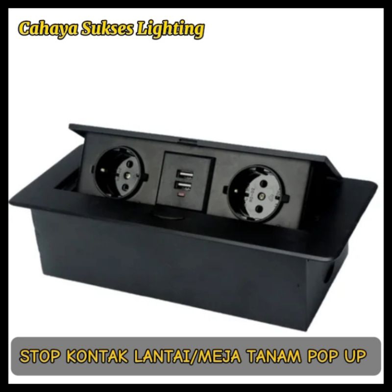 Jual Stop Kontak Lantai/Meja tanam Pop Up colokan 2 + USB | Shopee ...