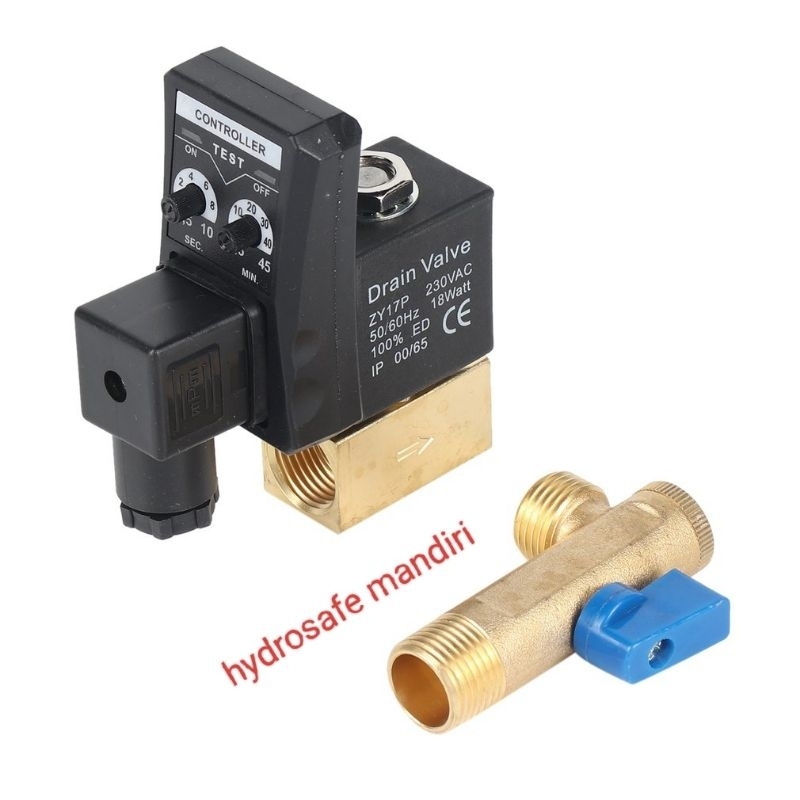 Jual Solenoid valve timer auto drain 1/2" inch 16 bar 230 vac split ...