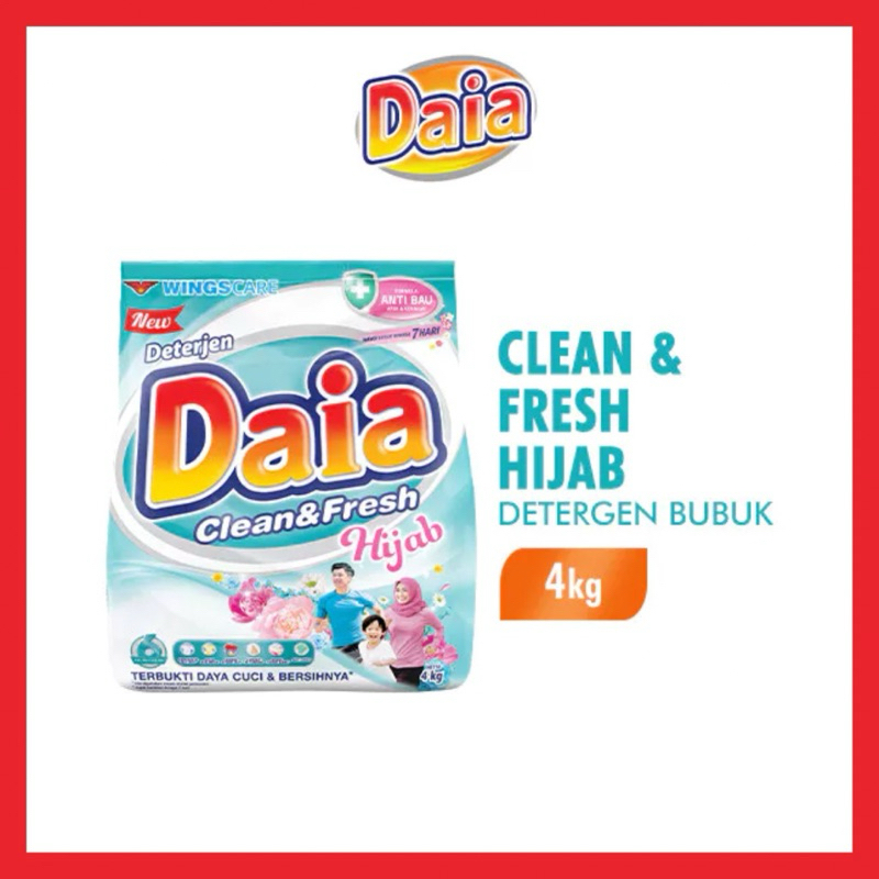 Jual DAIA DETERJEN BUBUK CLEAN & FRESH HIJAB KEMASAN 4 KG | Shopee Indonesia