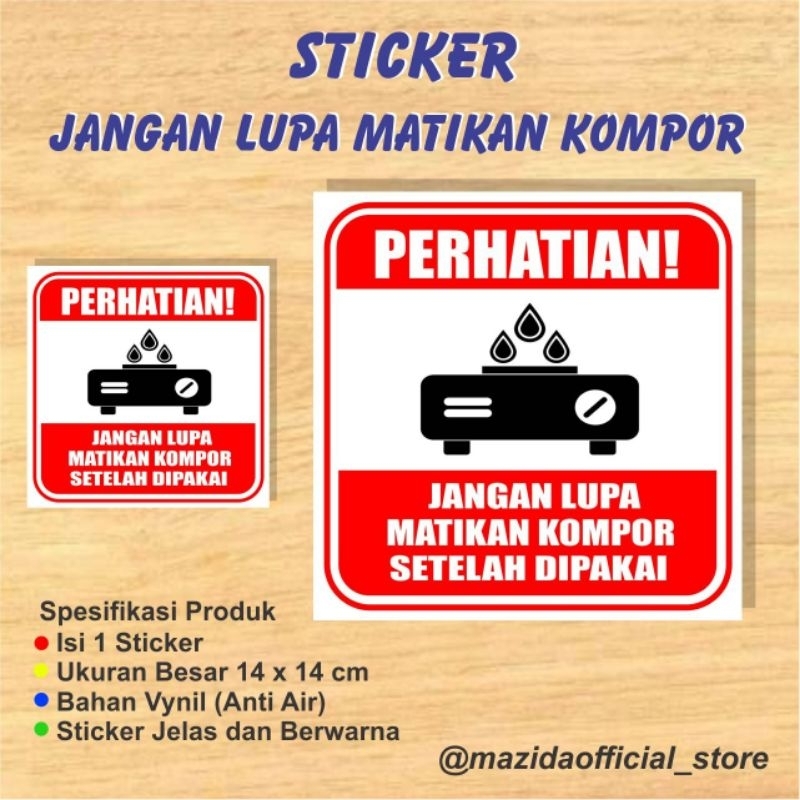 Jual Sticker Jangan Lupa Matikan Kompor Anti Air | Shopee Indonesia