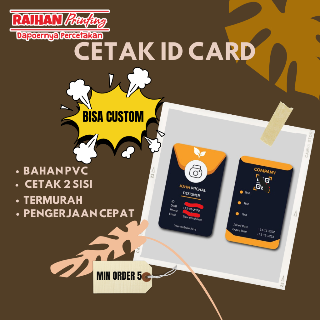 Jual CETAK IDCARD CUSTOM 2 SISI SESUAI KEBUTUHAN, KARTU ANGGOTA, KARTU ...