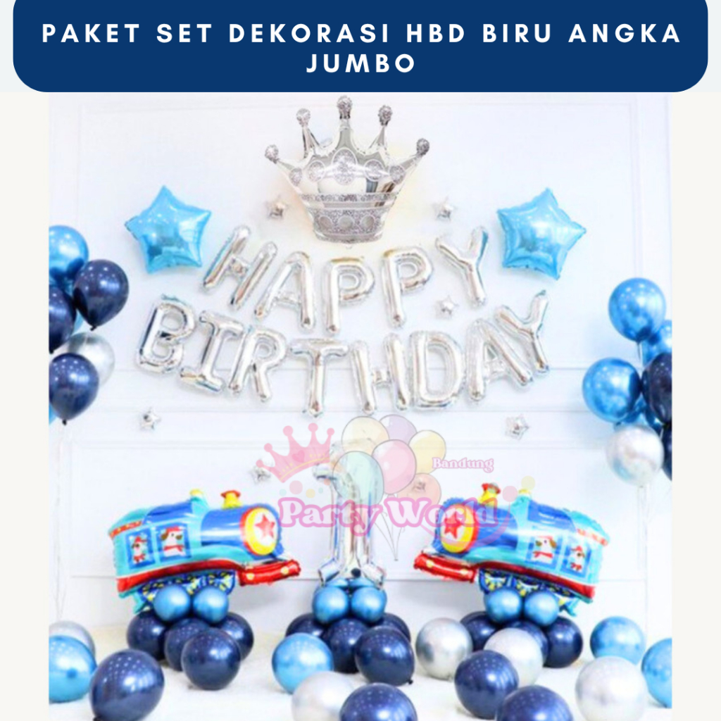 Jual Paket set Dekorasi HBD Biru Angka Jumbo | Shopee Indonesia