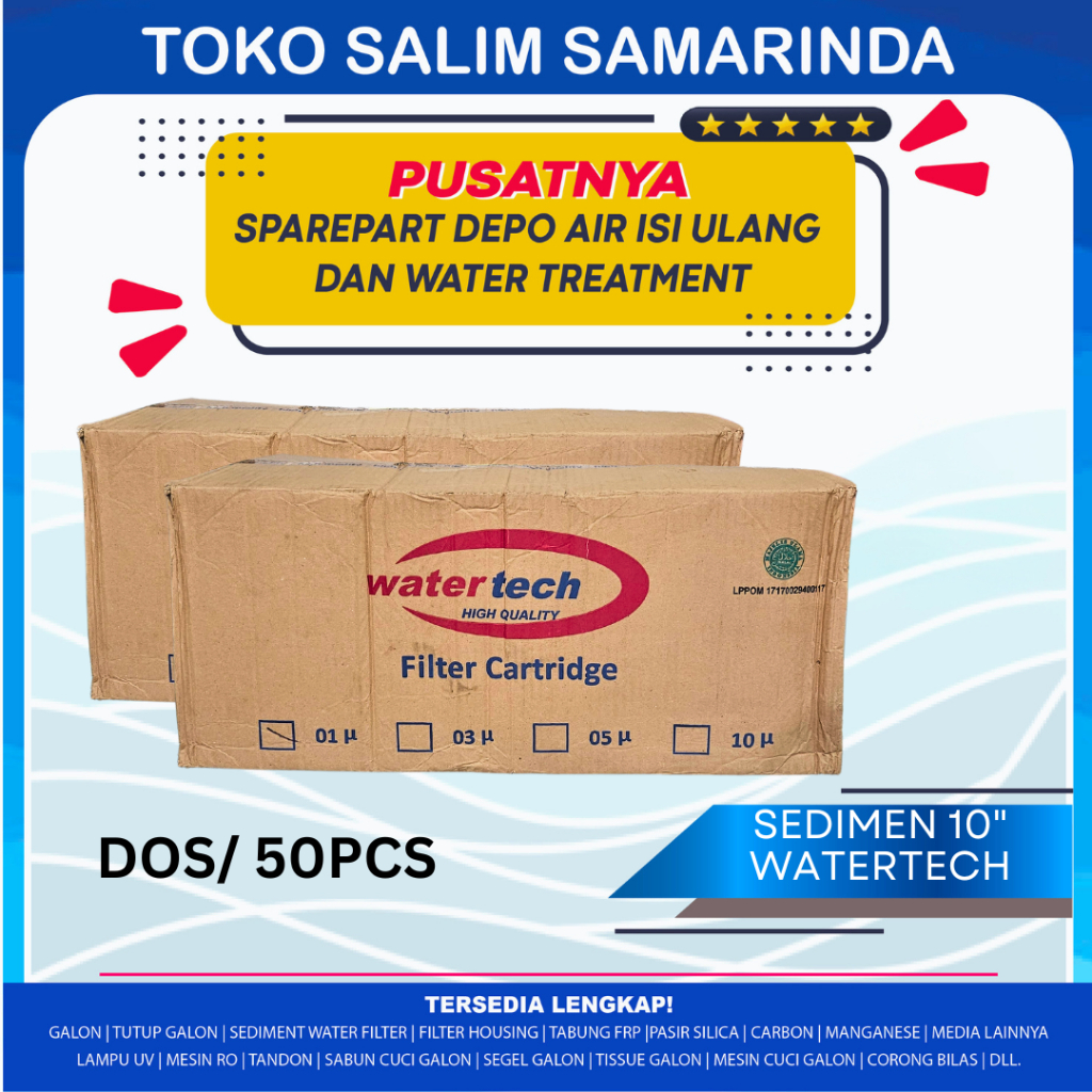 Jual Sedimen /Spun /Filter Air Watertech 10'' 01/03/05 (DOS / 50PCS) | Shopee Indonesia