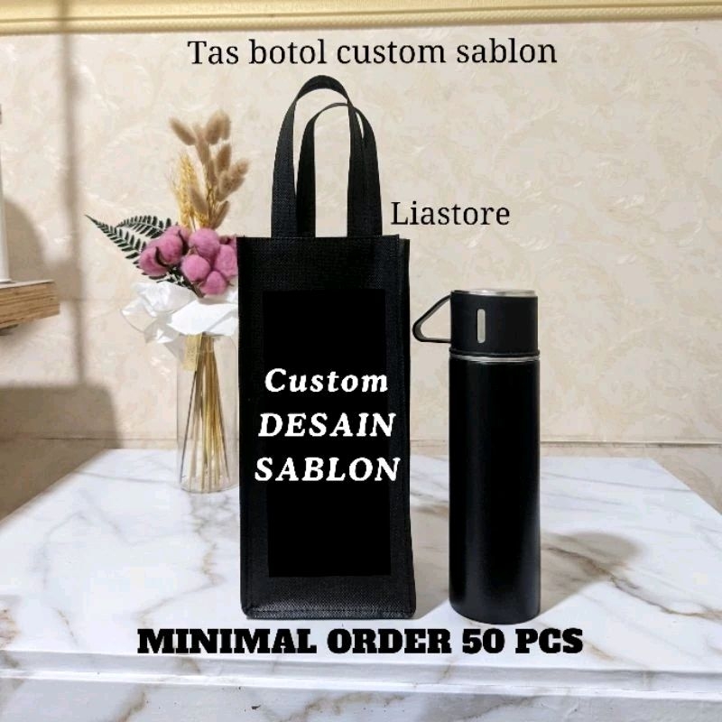 Jual Tas botol spunbond MINIMAL ORDER 50PCS Custom Sablon muat botol 1 ...