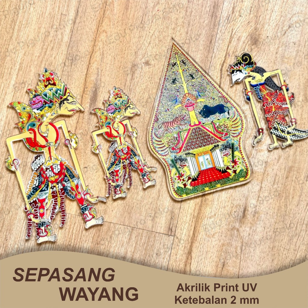 Jual Sepasang Wayang Akrilik Print UV Ornamen Wayang dan Gunungan mahar ...