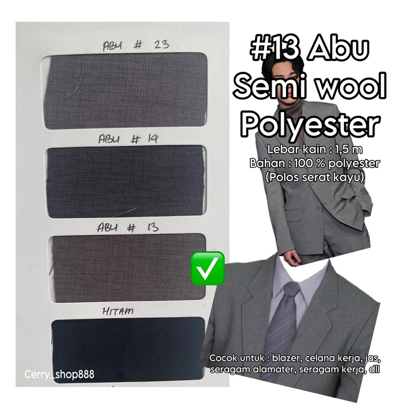 Jual 0,5 meter kain semi wool wool cashmere abu polyester kain cosplay ...