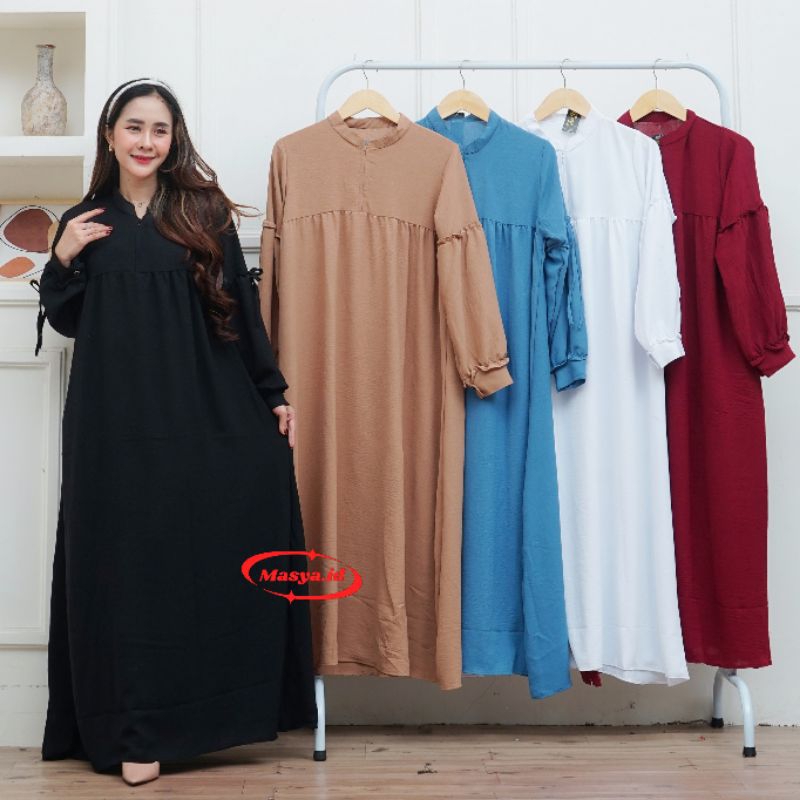 Jual Gamis syar'i Dress Bahan Cringkle Airflow Gamis Muslim perempuan ...