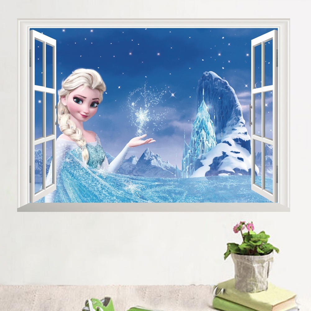 Jual Aura - Wall Sticker Jendela Kartun Animasi Frozen Elsa Windows ...