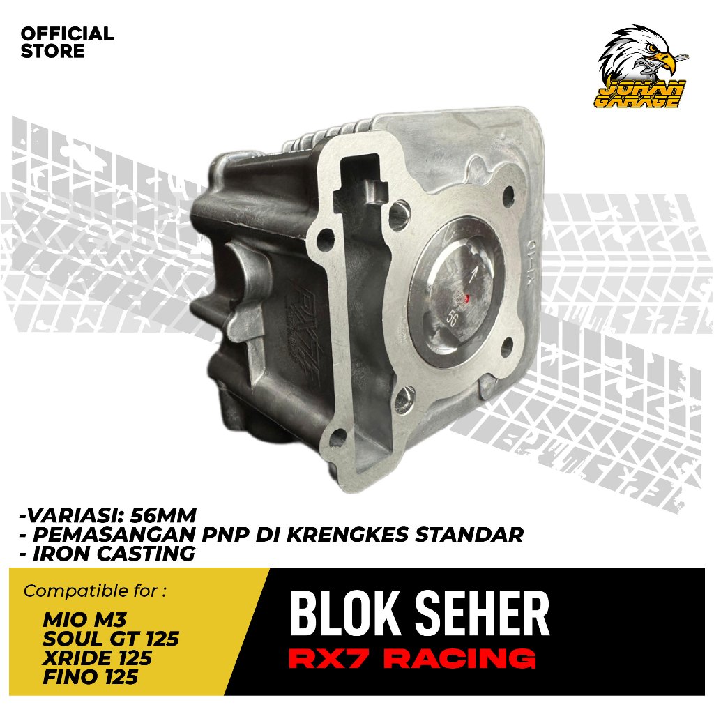 Jual Blok Seher Rx7 Racing Mio M3 Soul Gt 125 Xride 125 Fino FI 125 56mm Johan Garage | Shopee ...