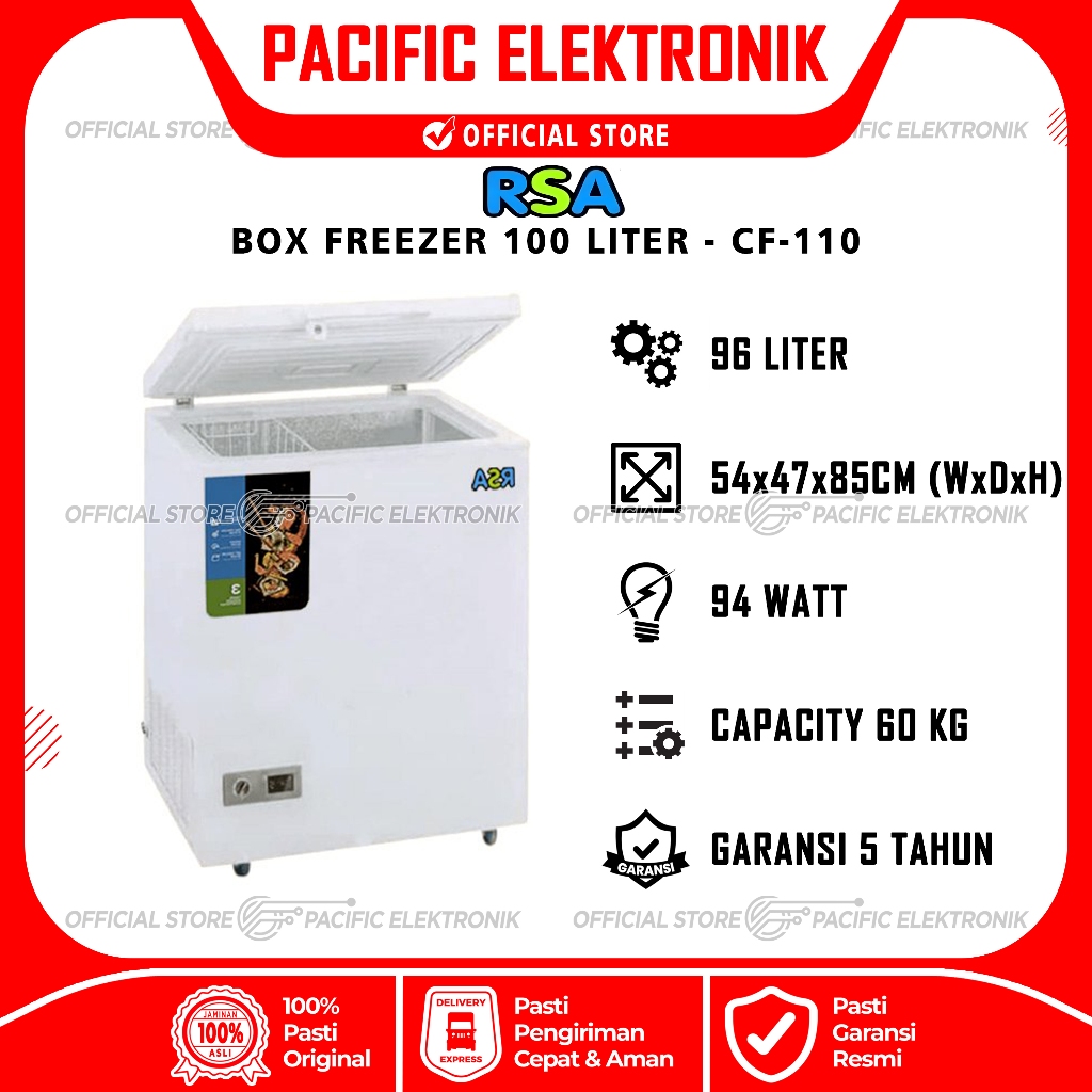 Jual Box Freezer / Chest Freezer RSA 100 Liter CF-110 / CF110 | Shopee ...