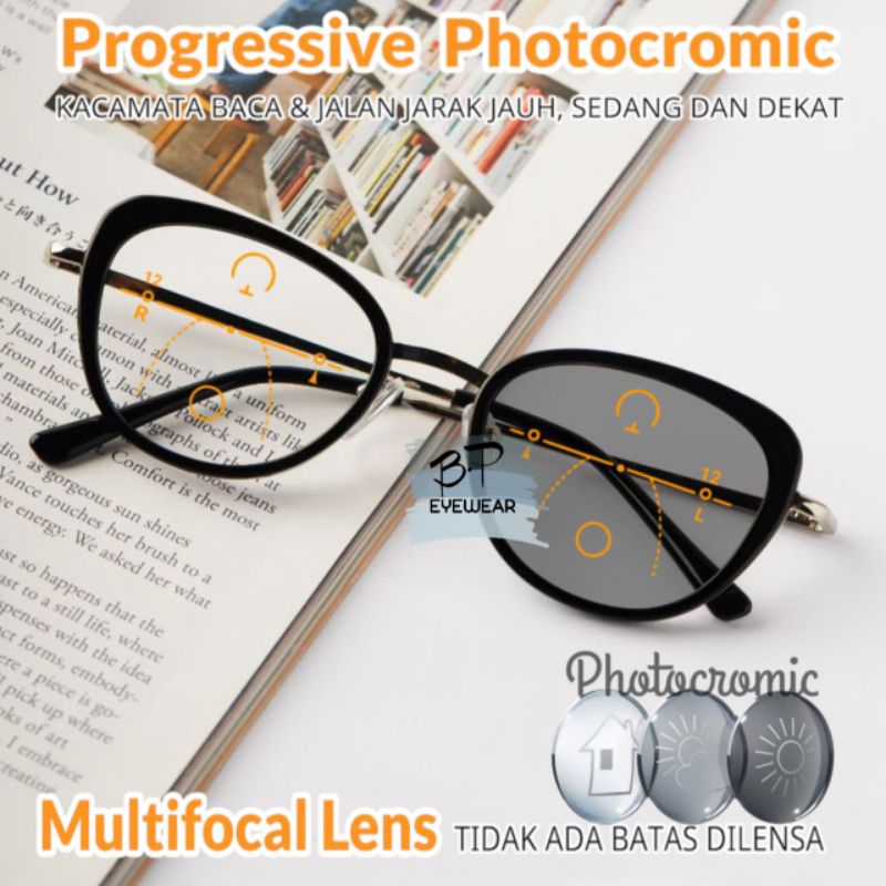 Jual Kacamata Baca Progresif Photocromic Antiradiasi Cat eye 11919 ...