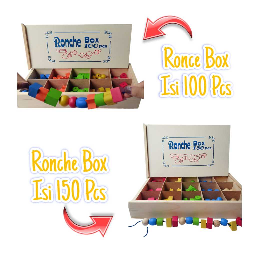 Jual Mainan Edukasi Anak Ronche Box Balok Kayu Ronche Meronce Bentuk ...