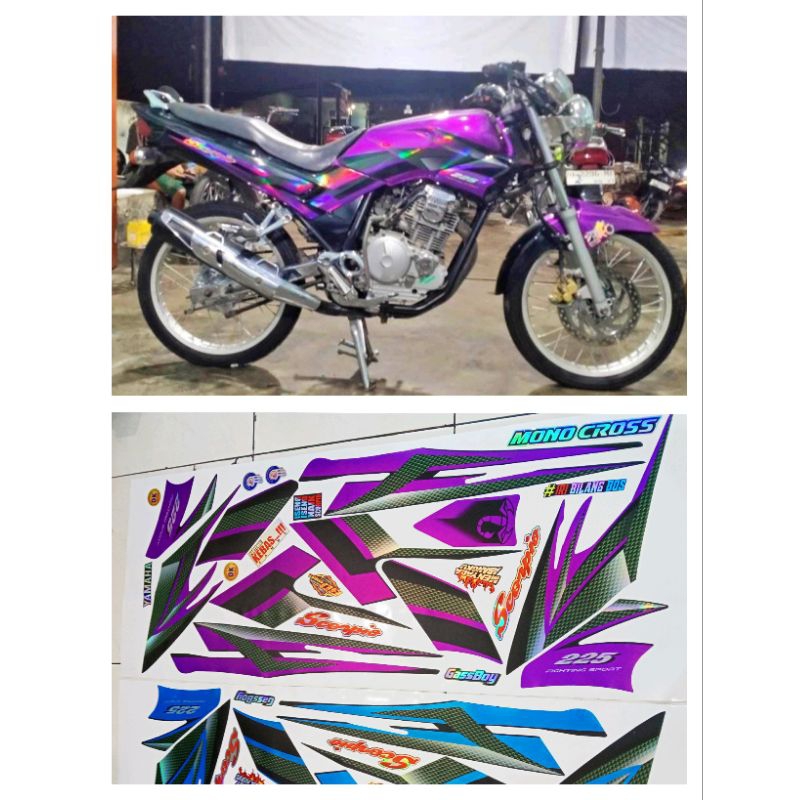 Jual stiker striping Scorpio Steko ungu hitam | Shopee Indonesia