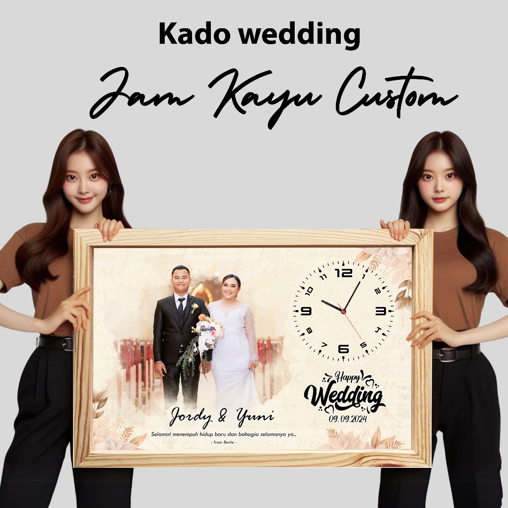 Jual Kado wedding Bermanfaat Jam Kayu Custom Unik Desain Sesuai Request ...