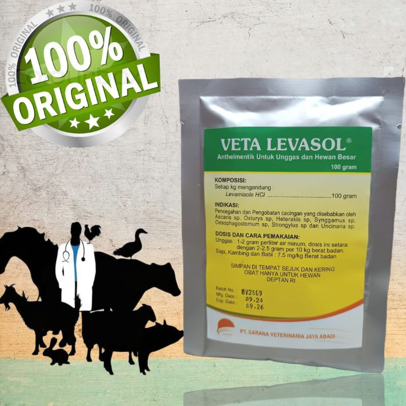 Jual veta levasol 100 gram | Obat Cacing ayam unggas | Obat cacing Sapi Kambing babi | Shopee ...