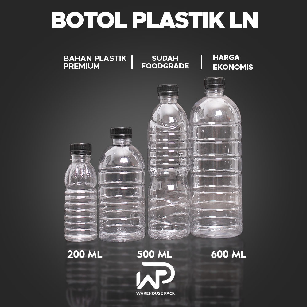 Jual ( 10 Pcs ) Botol | Botol Minum Plastik LN + Tutup Berbagai Ukuran ...