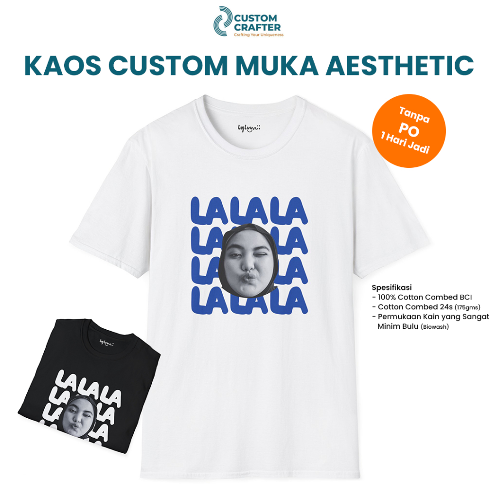 Jual CustomCrafter Kaos Custom Bucin LALALA Reguler Size Cotton Combed 24s Hitam Putih | Shopee ...