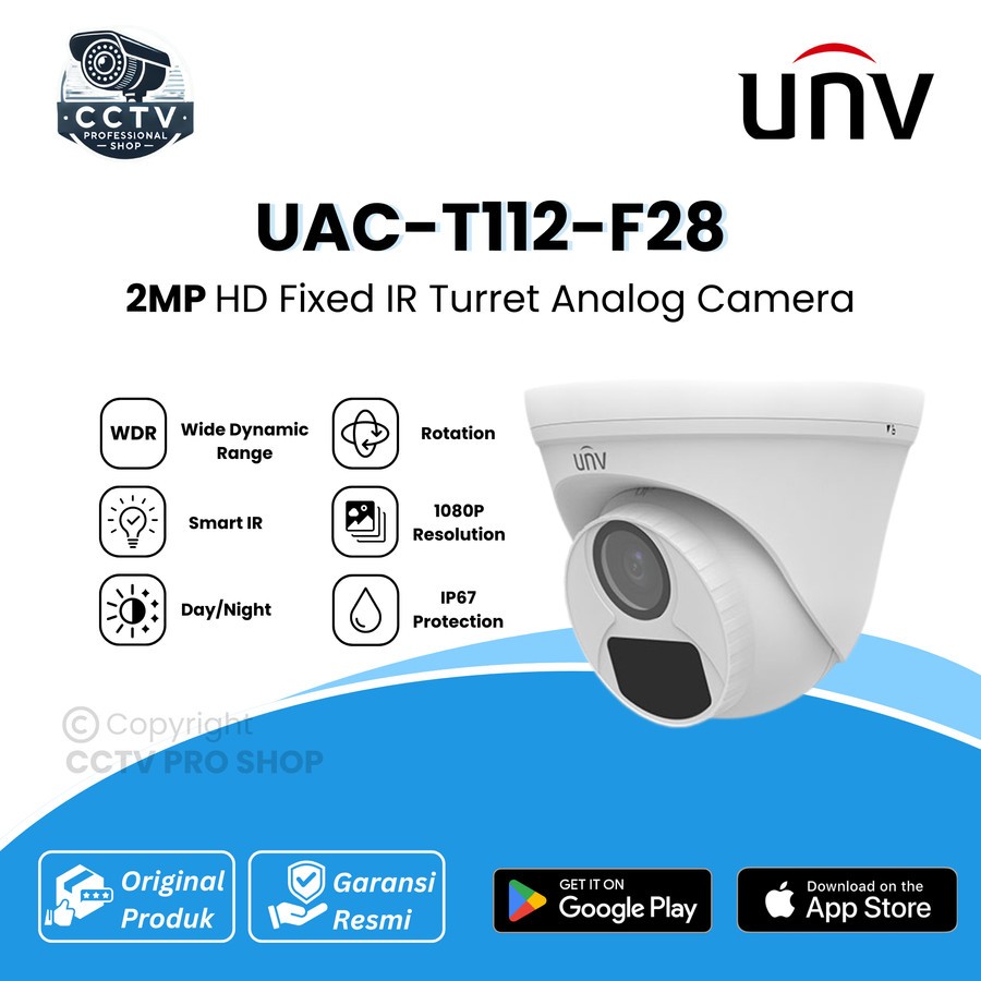 Jual Uniview Camera UAC-T112-F28 2MP HD Fixed IR Turret Analog Camera | Shopee Indonesia