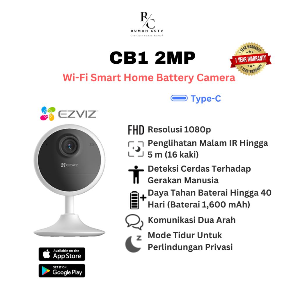 Jual EZVIZ - Camera Cctv CB1 2MP Wi-Fi Smart Home Battery Camera Cctv ...